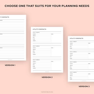 Utility Contacts Template Printable, Service Provider List (a4/a5 ...