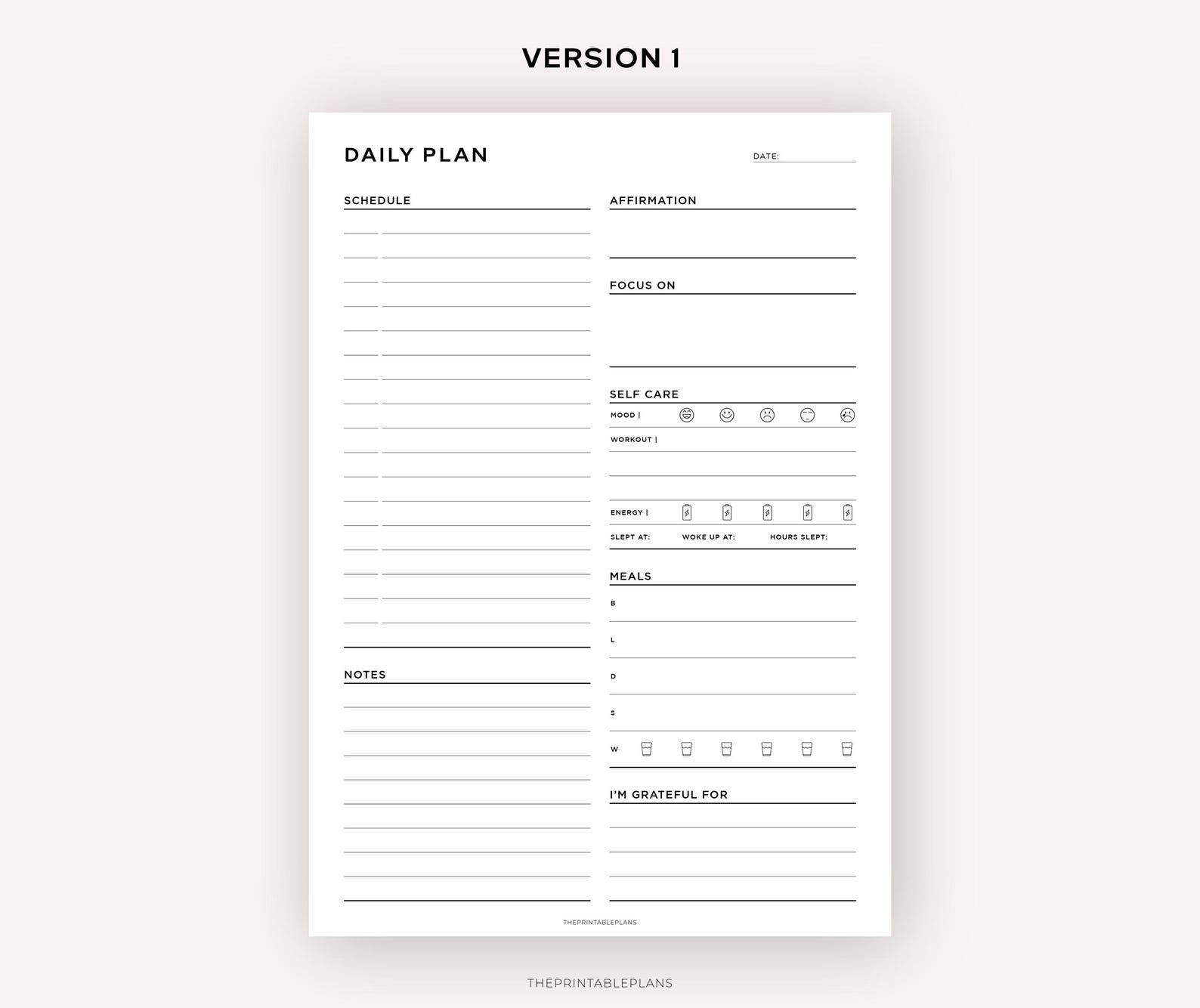 Daily Wellness Planner, Self Care Planner, Meal Planner, Health ...