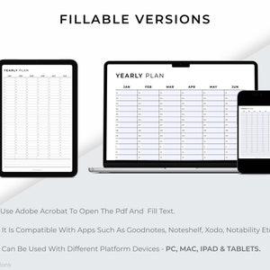 Yearly Planner Printable, Annual Planner, Yearly Overview, Year at a ...