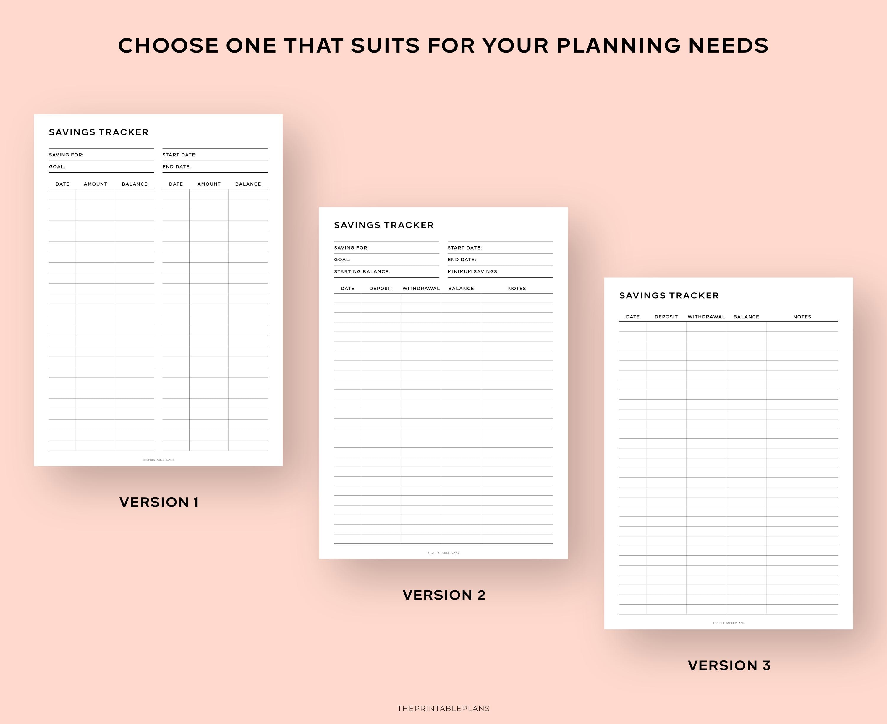 Savings Tracker Printable, Savings Challenge Printable, Saving Goal ...