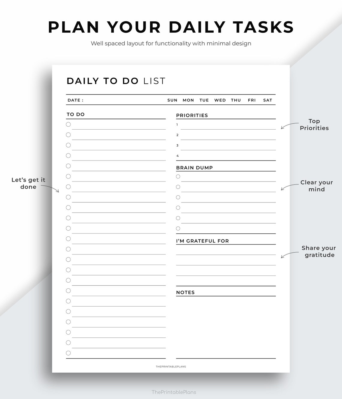 Printable Daily to Do List, Printable Daily Task List, Daily Checklist ...