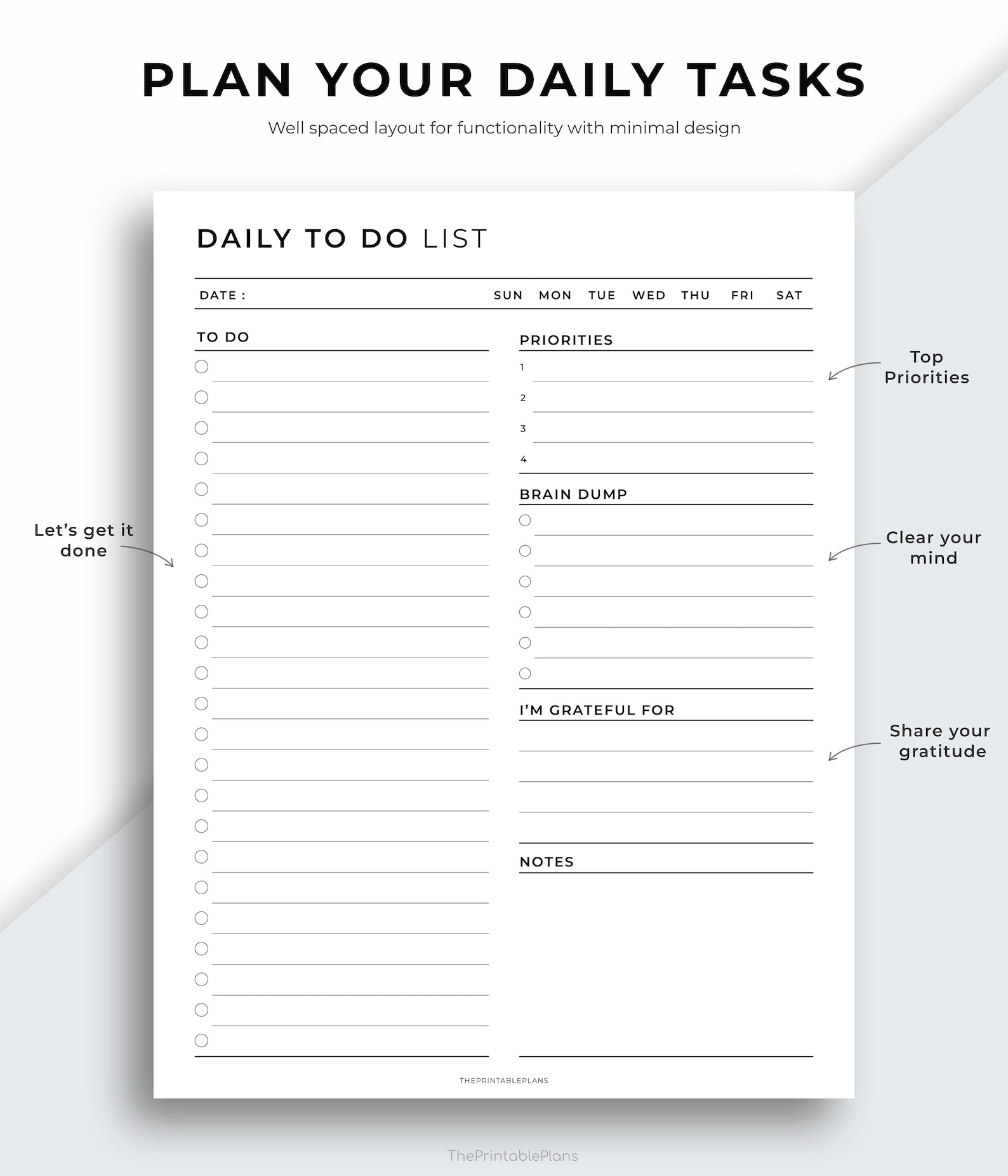 Printable Daily to Do List, Printable Daily Task List, Daily Checklist ...