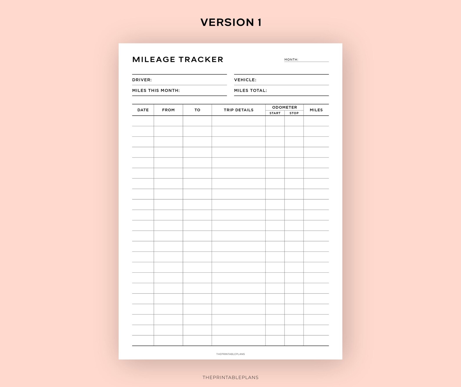 Mileage Tracker Printable, Mileage Log Printable, Work Trip Miles ...