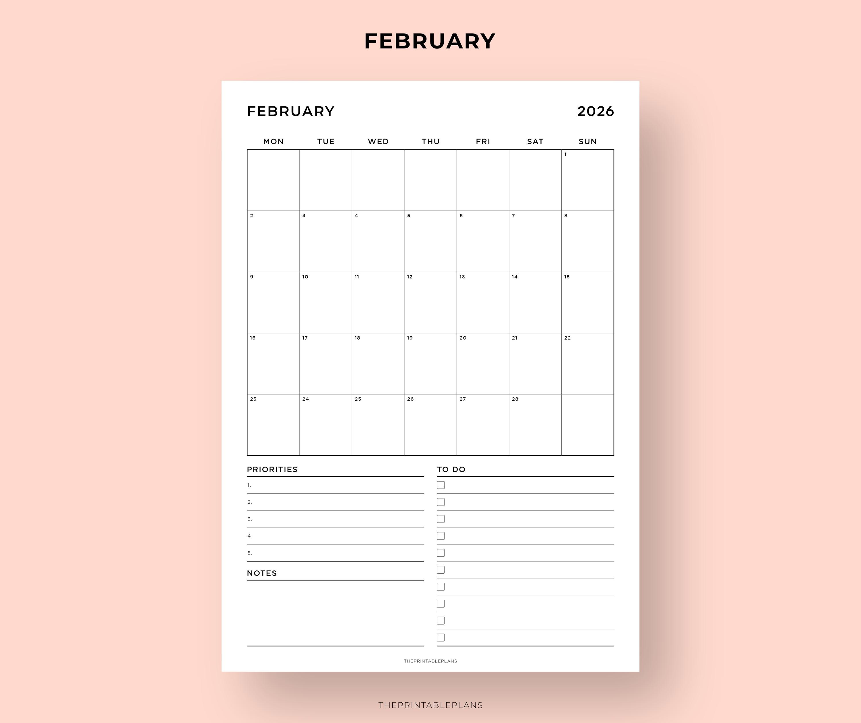 2026 Monthly Planner Printable, Fillable PDF, A4/a5/letter Size ...