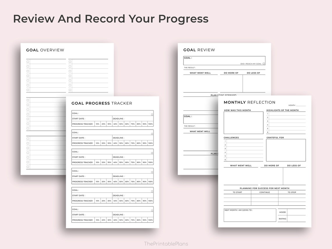 Printable Goal Planner Bundle Daily Weekly Monthly Quarterly - Etsy