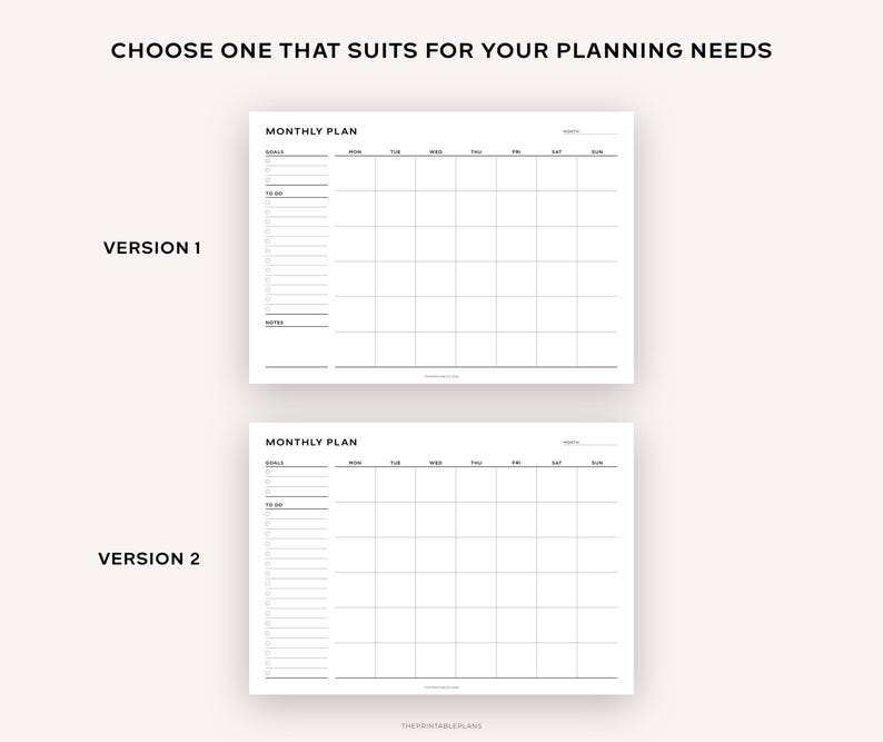 Monthly Goal Planner Landscape, Undated Monthly Organizer, Blank ...
