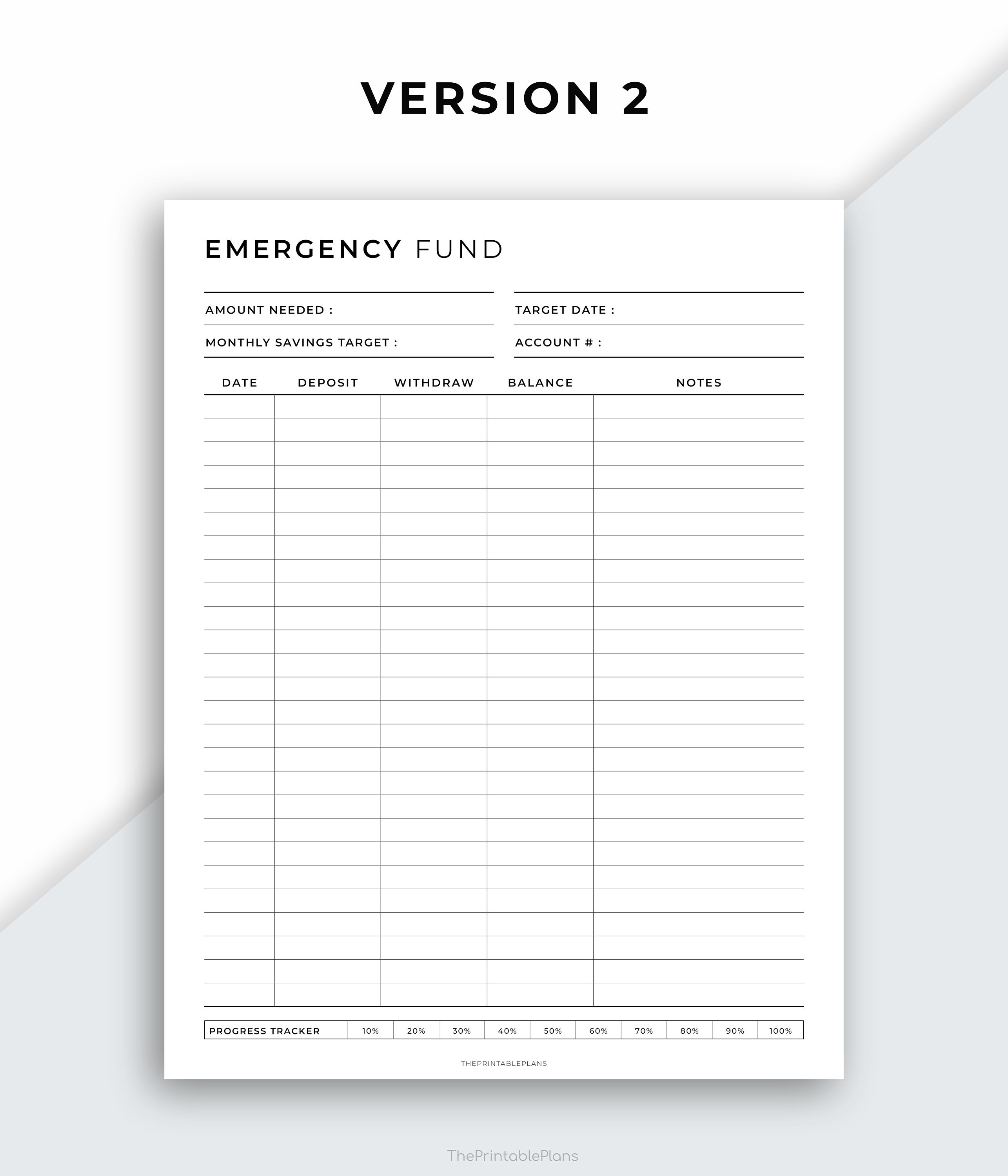 Emergency Fund Tracker Printable, Emergency Fund Challenge, Emergency ...