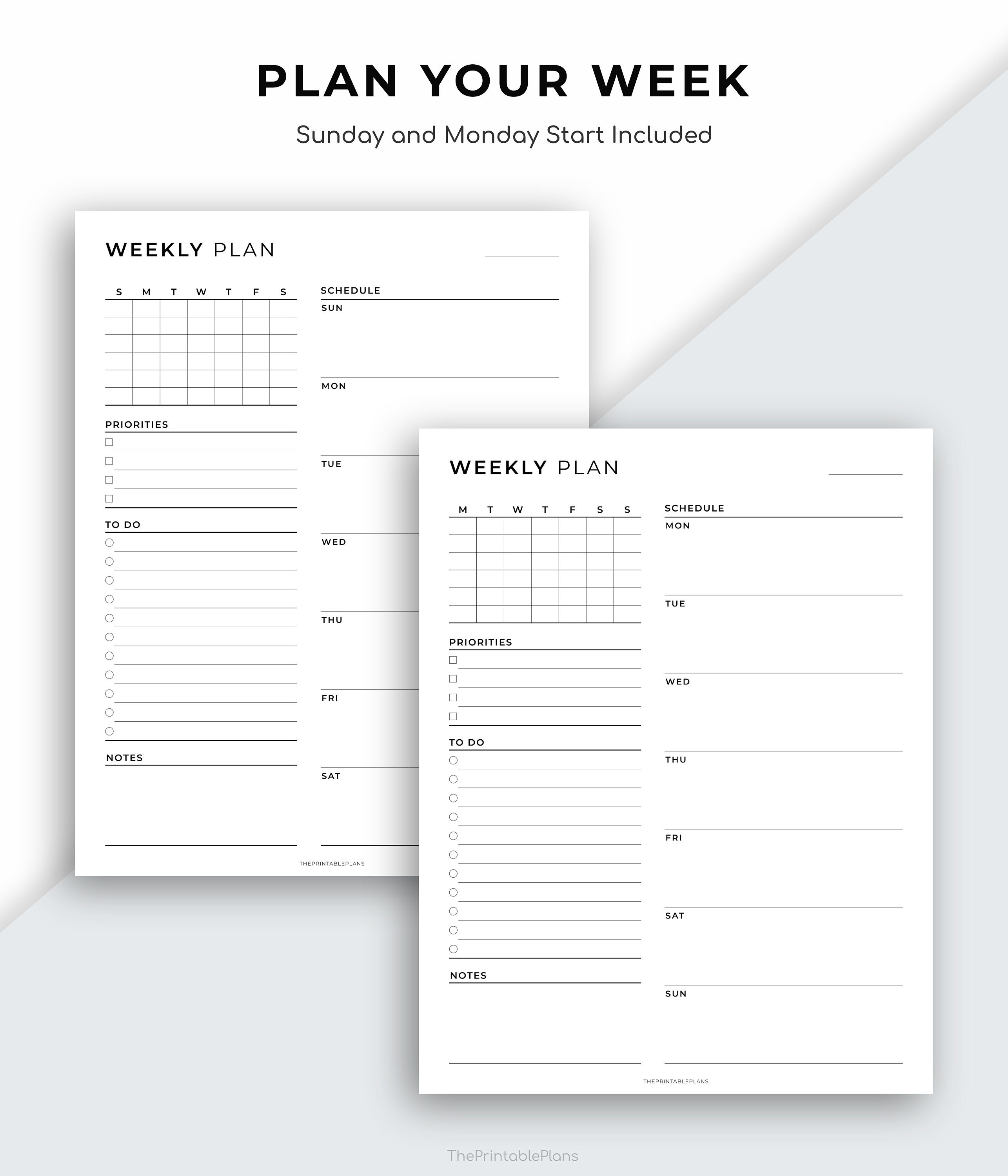 Weekly Planner Printable Weekly Agenda Weekly Organizer - Etsy