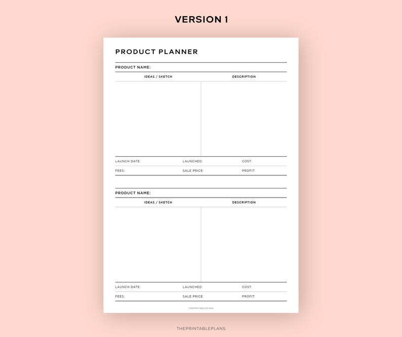 Product Planner Printable, New Product Planner, Product Development ...