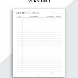 Weekly Expenses Tracker Printable, Expense Log, Spending Tracker ...