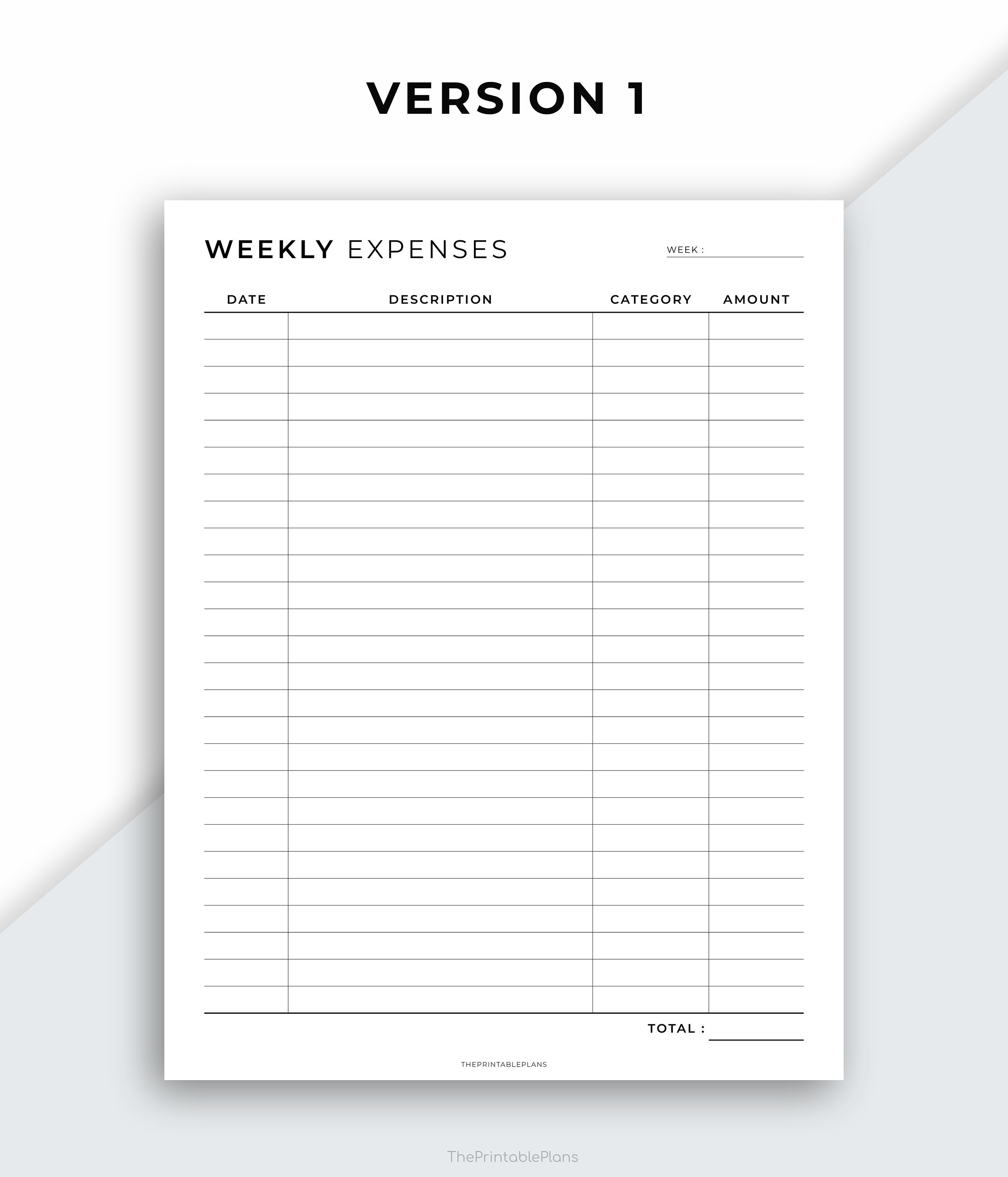 Weekly Expenses Tracker Printable, Expense Log, Spending Tracker ...