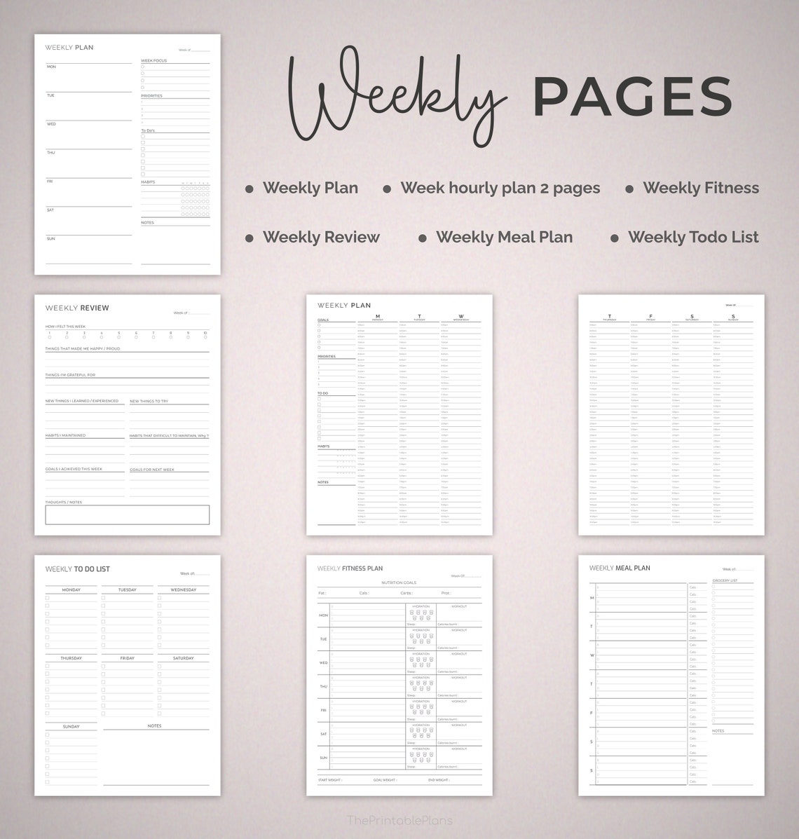 Printable Planner Personal Planner Bundle Daily Weekly - Etsy