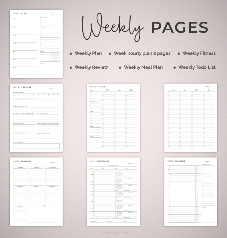 Printable Planner Personal Planner Bundle Daily Weekly - Etsy