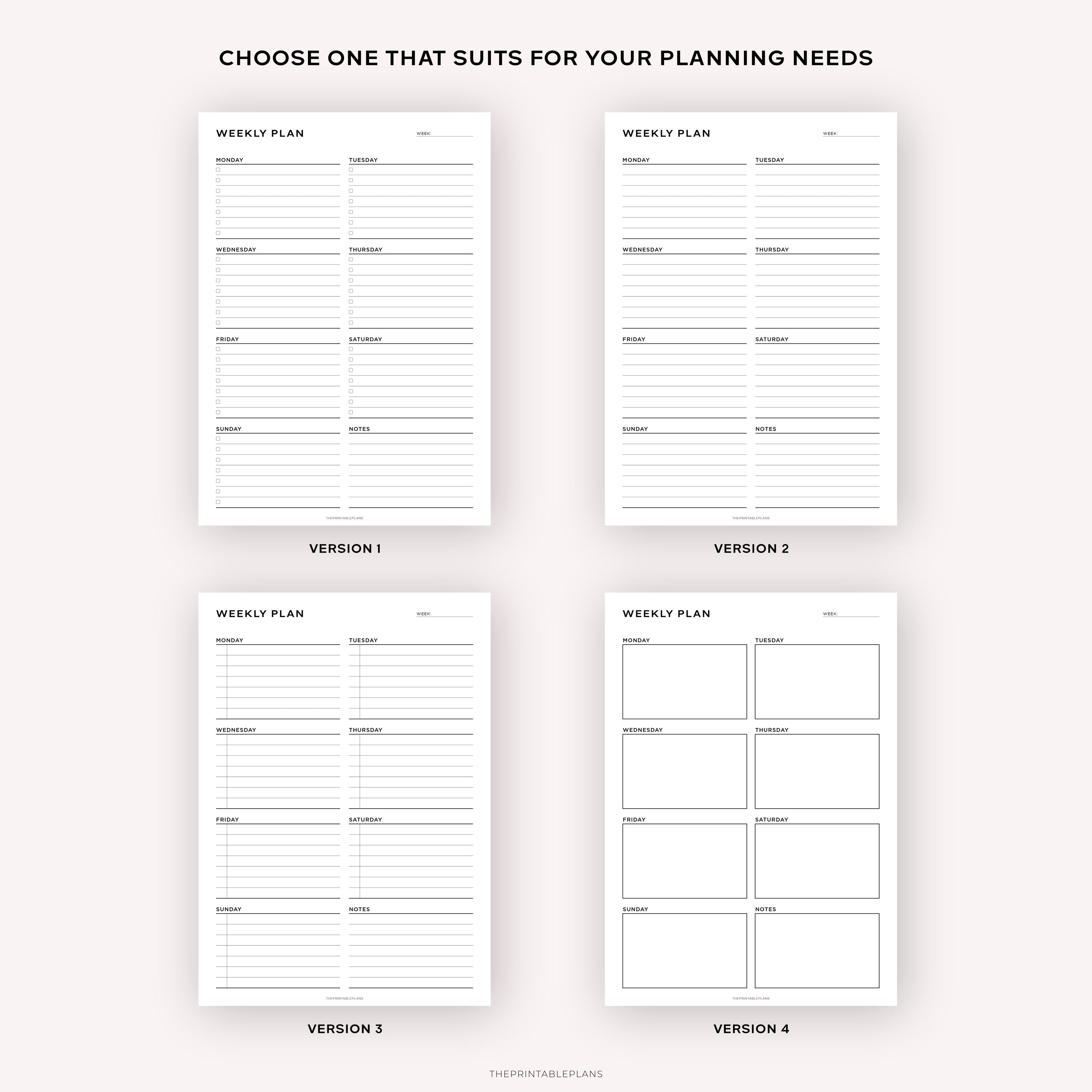Weekly Organizer Printable, Weekly Schedule, Weekly Planner Printable ...