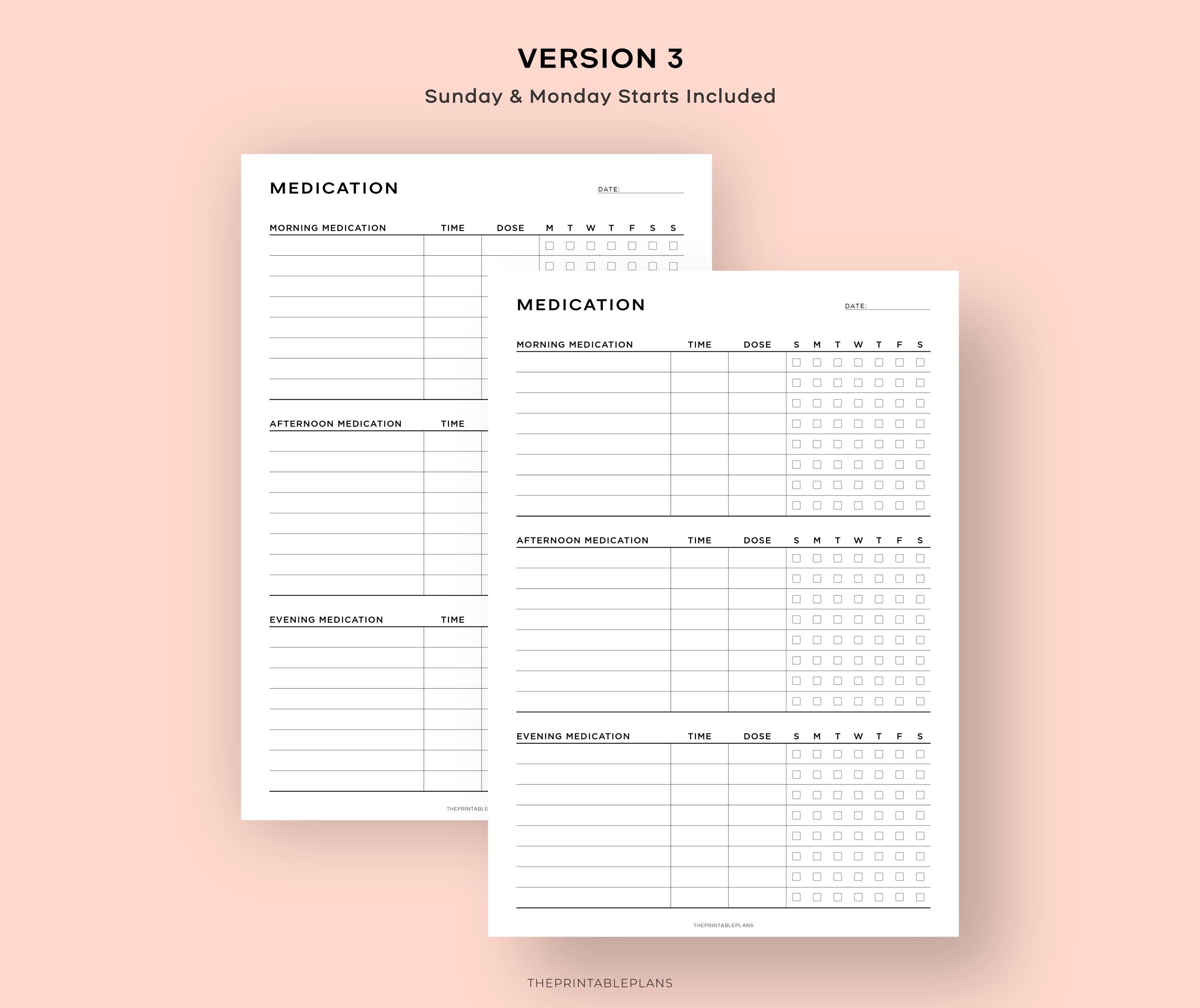 Medication Tracker Printable, Daily Medication Log, Medication Intake ...