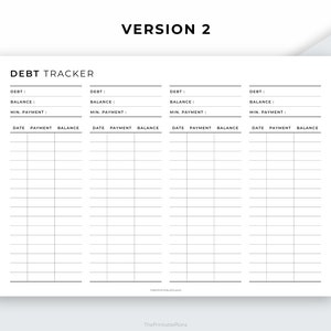 Debt Tracker Printable Landscape, Debt Payoff Log, Debt Overview, Debt ...