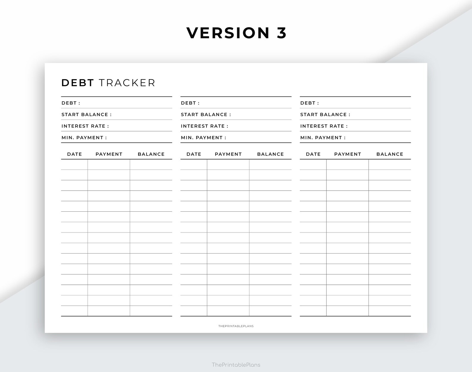Debt Tracker Printable Landscape, Debt Payoff Log, Debt Overview, Debt ...