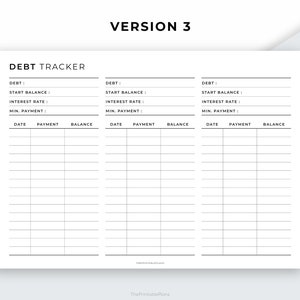Debt Tracker Printable Landscape, Debt Payoff Log, Debt Overview, Debt ...