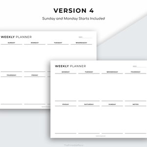 Weekly Planner Printable Landscape, Minimalist Weekly Schedule, Week at ...