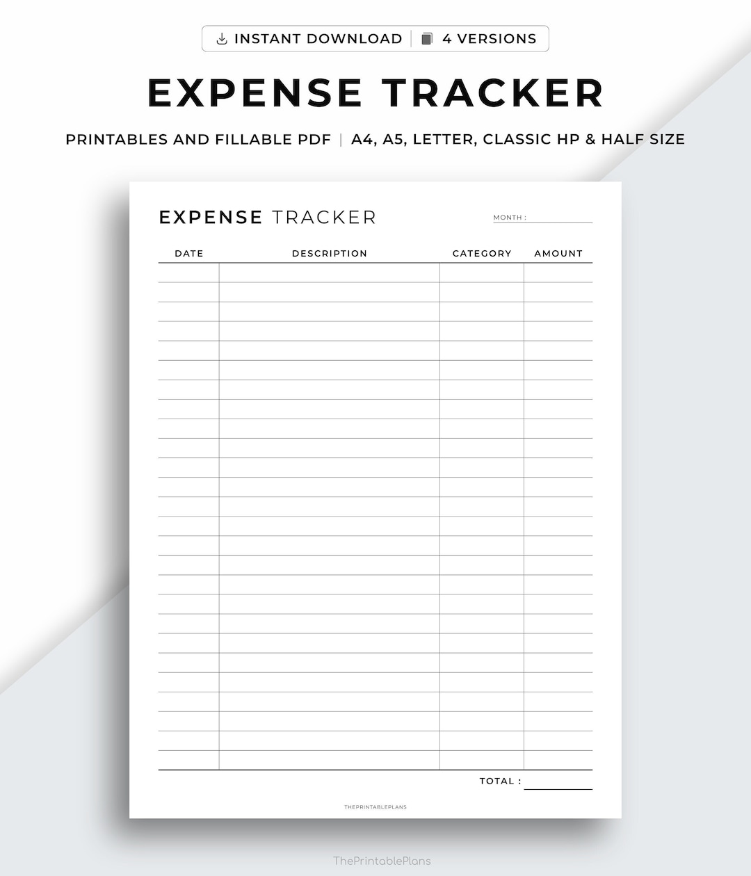 Expense Tracker, Spending Tracker, Expense Log, Purchase Log, Budget ...