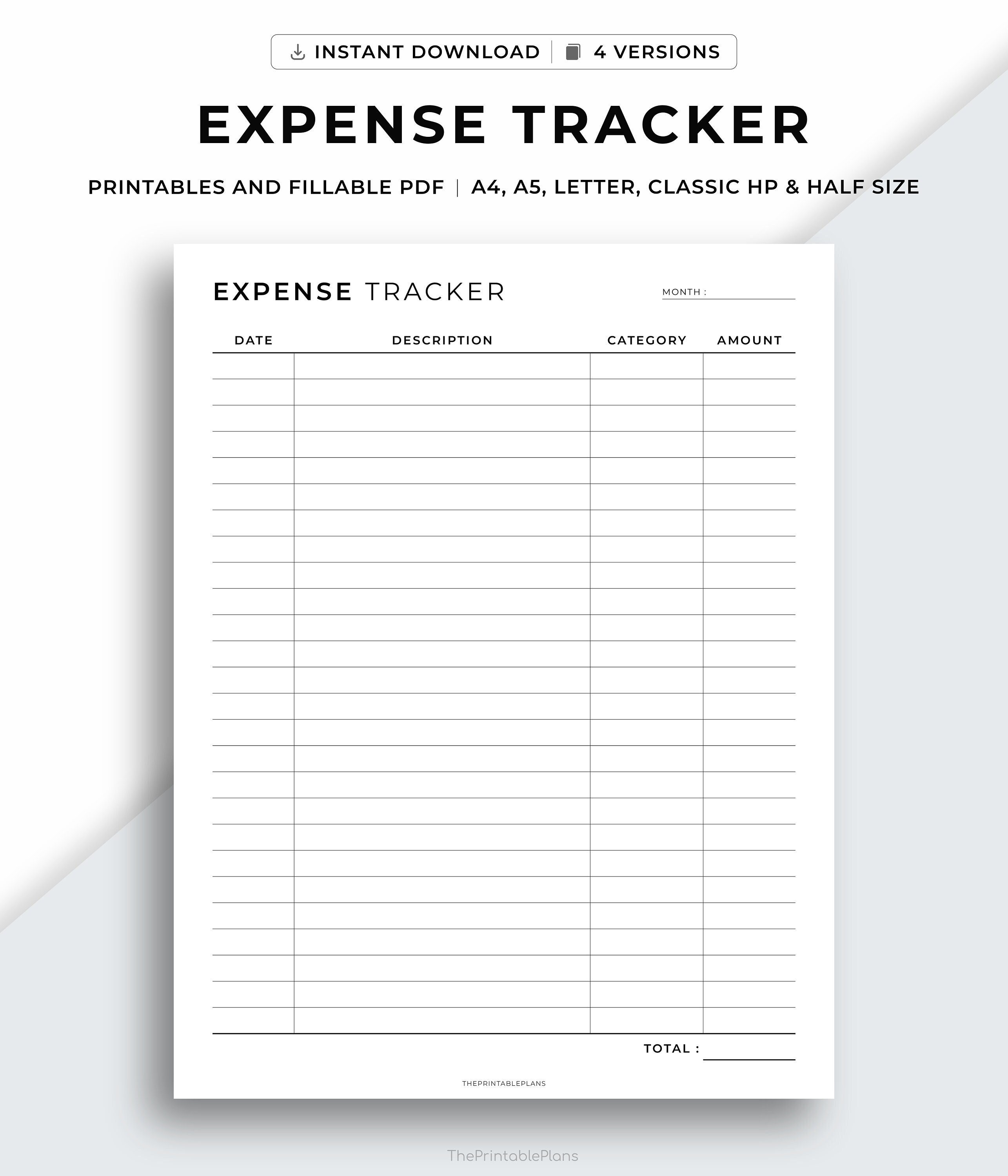 Expense Tracker, Spending Tracker, Expense Log, Purchase Log, Budget ...