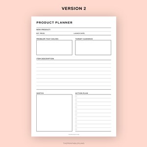 Product Planner Printable, New Product Planner, Product Development ...