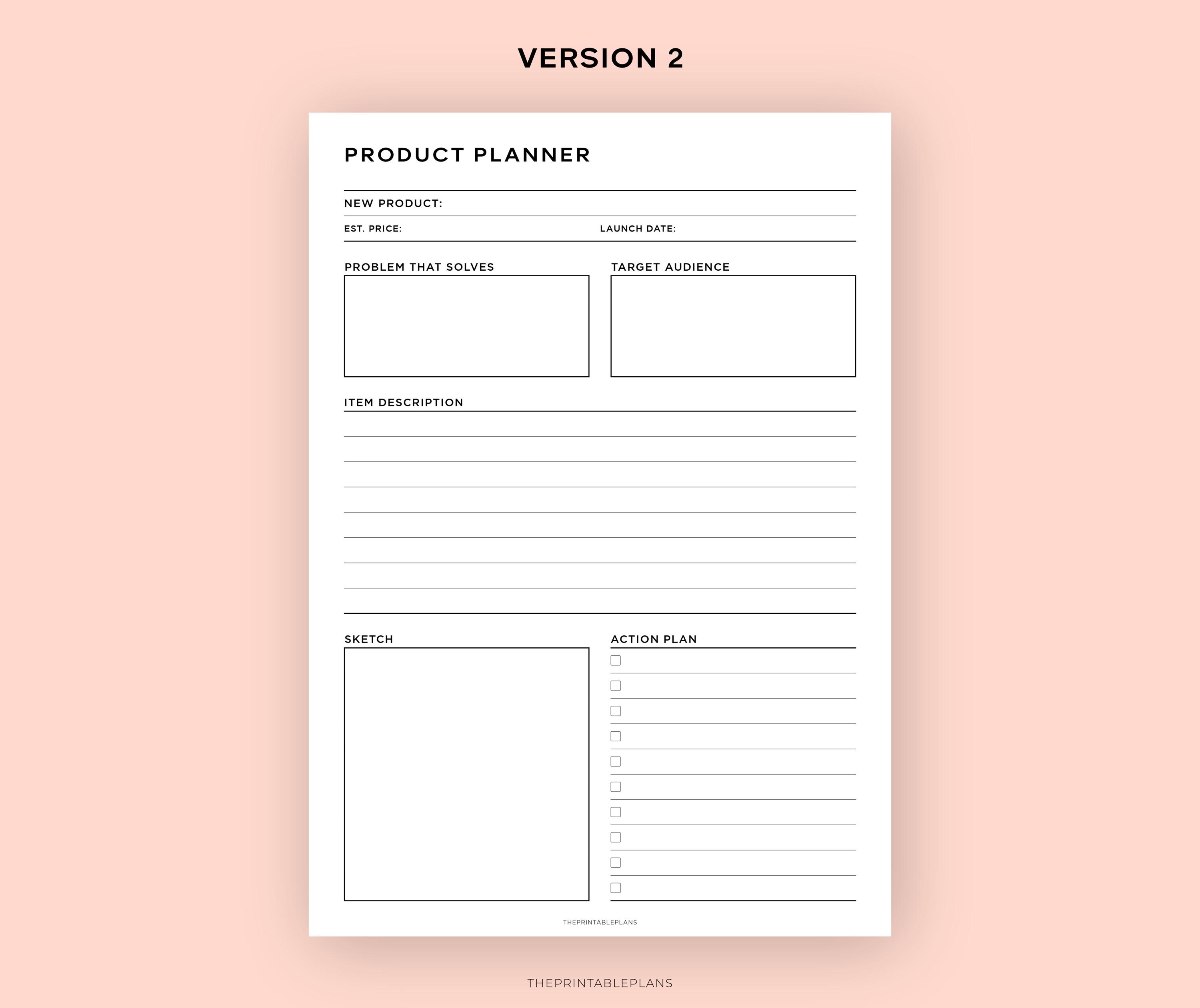 Product Planner Printable, New Product Planner, Product Development ...