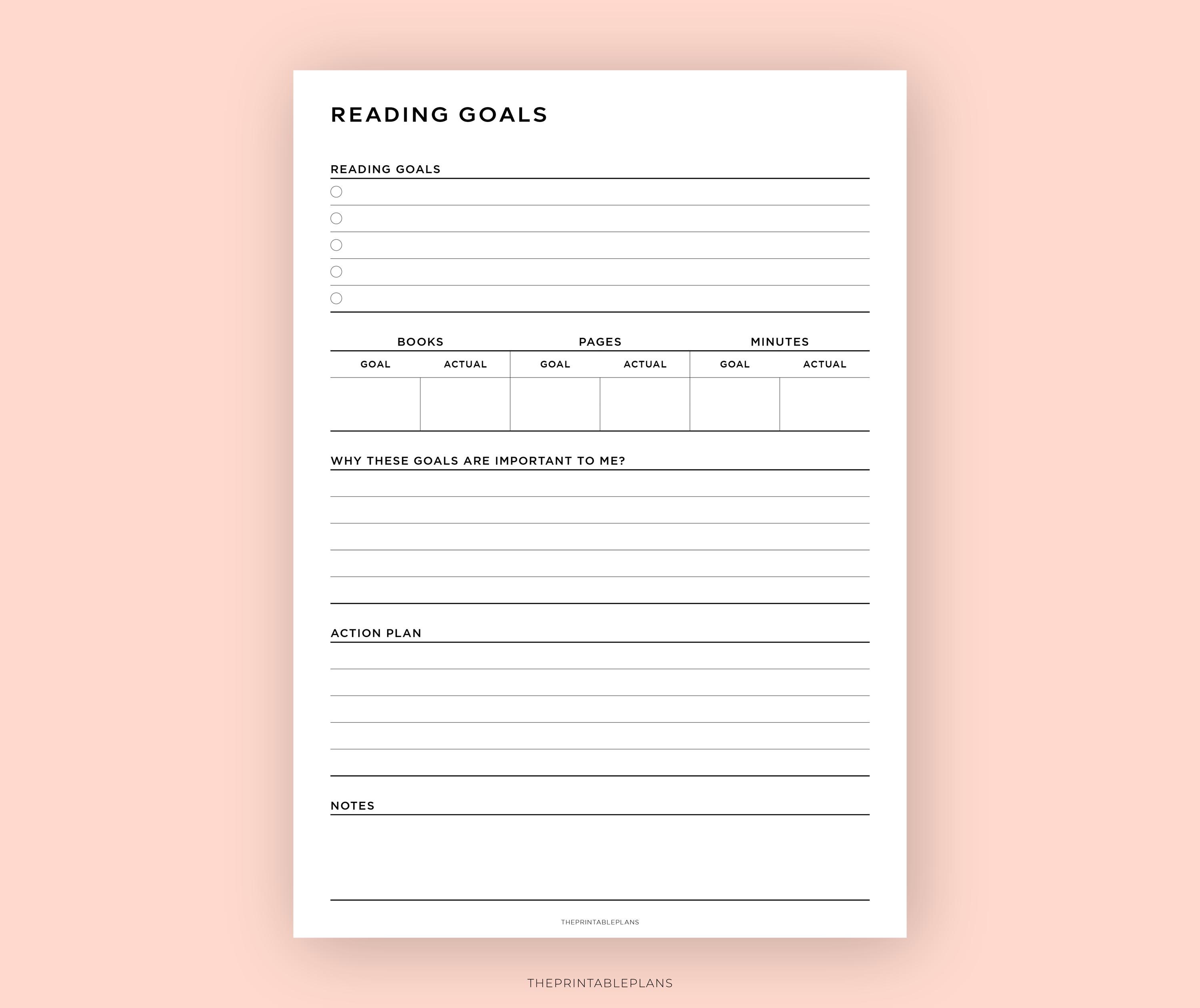 Reading Goal Planner Printable, Books to Read, Reading Log, Reading ...
