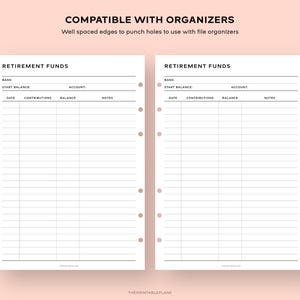 Retirement Funds Tracker Printable, Savings Planner, Contribution ...