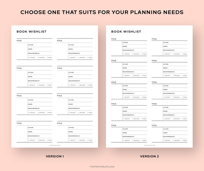 Book Wishlist Printable Template, Book Shopping Wishlist, Gift for Me ...