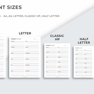 Minimalist Yearly Planner Year at a Glance Annual Overview Task Planner ...