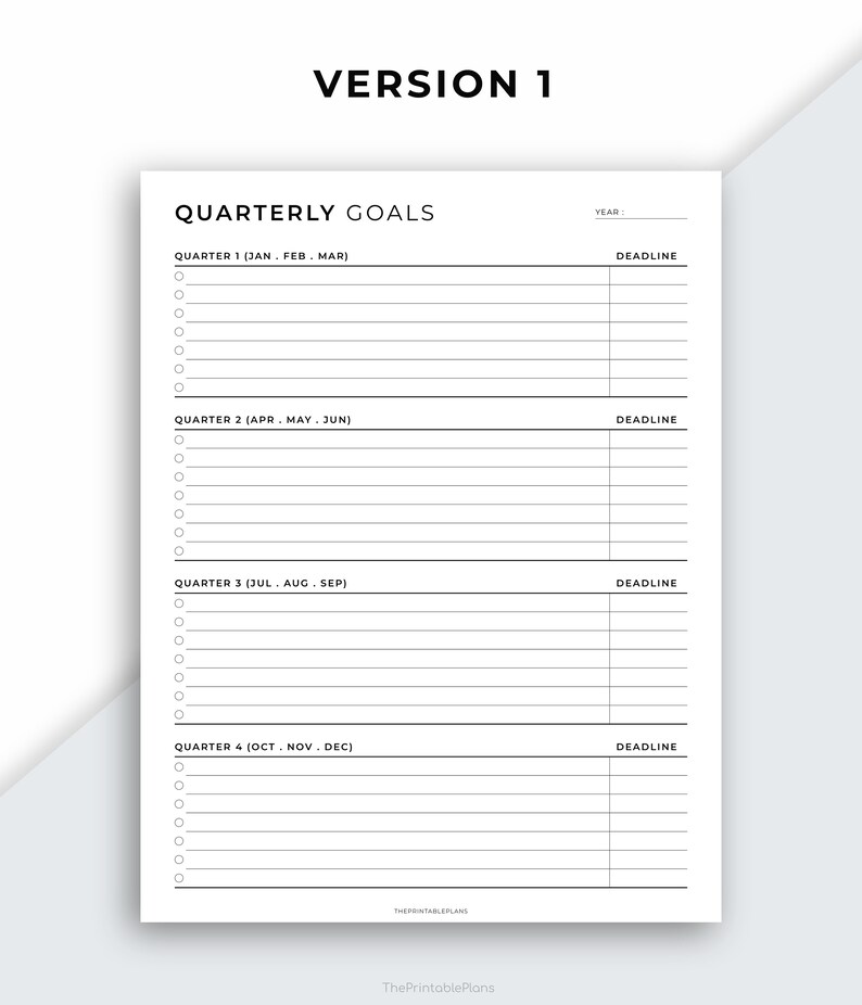 Quarterly Goals, Goal Planner Printable, Goal Setting, Goal Tracker, 3 ...
