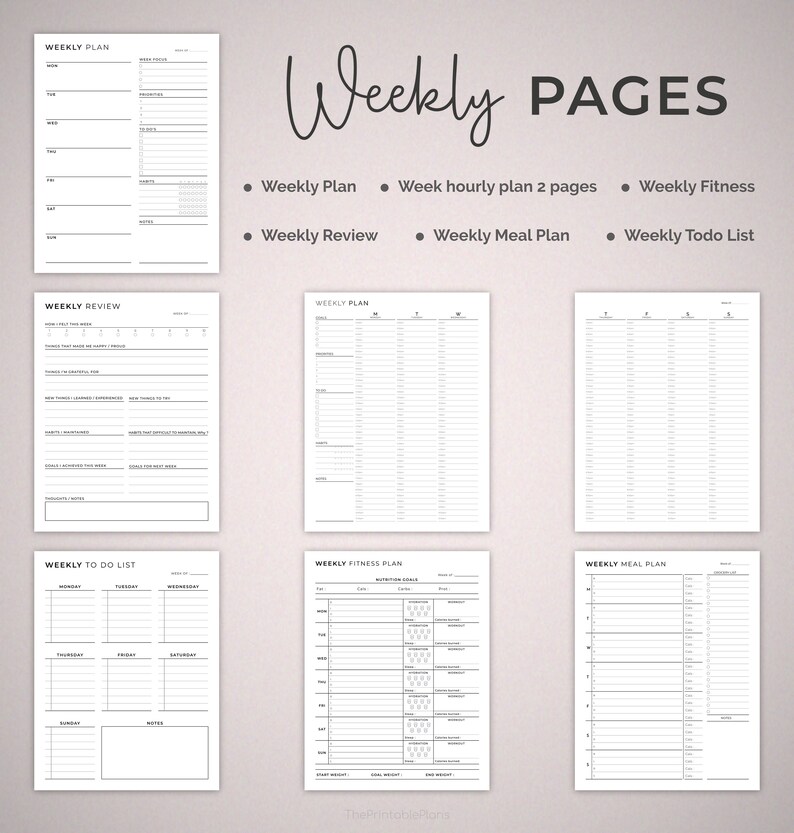 Printable Planner Personal Planner Bundle Daily Weekly - Etsy