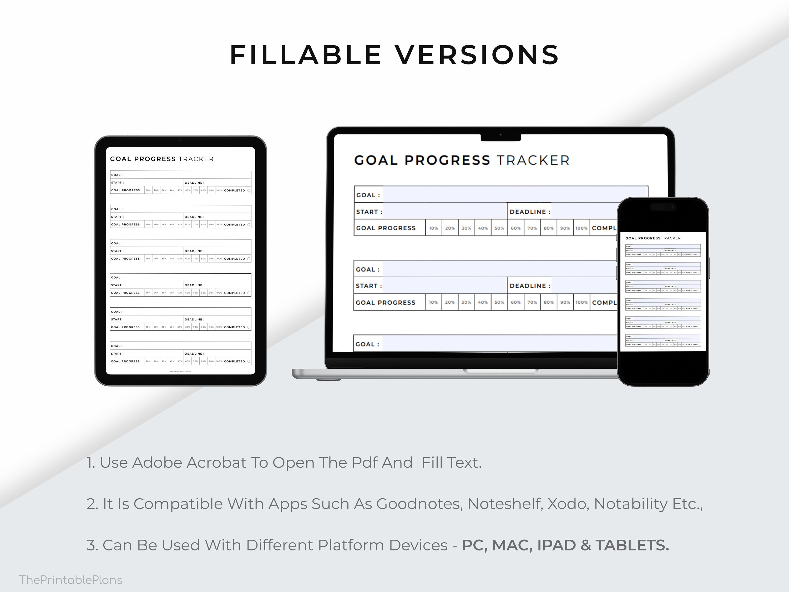 Goal Progress Tracker Printable, Goal Tracker Worksheet, Milestone ...