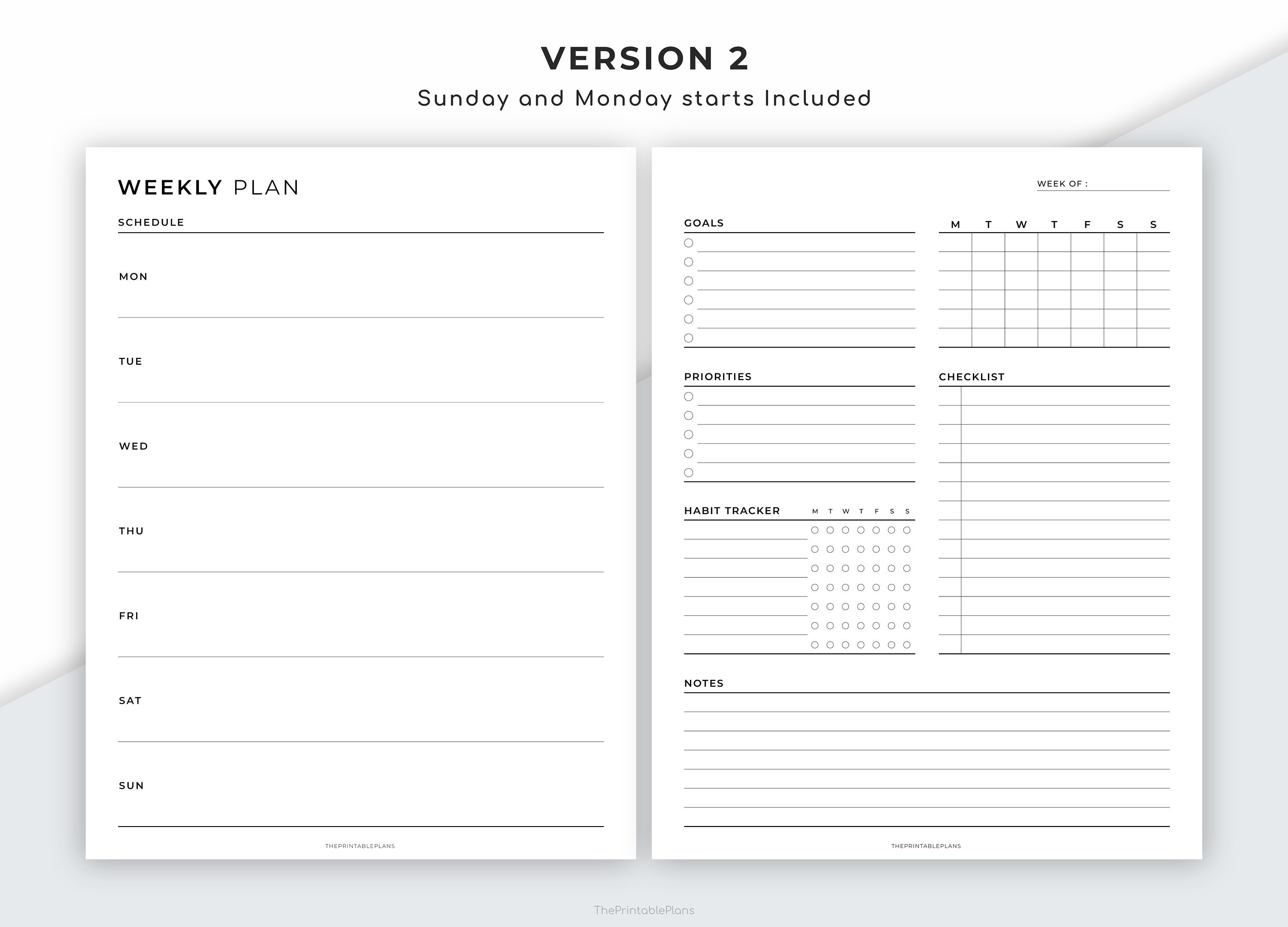 Weekly at a Glance, Weekly Planner Printable, Weekly Agenda, Weekly ...