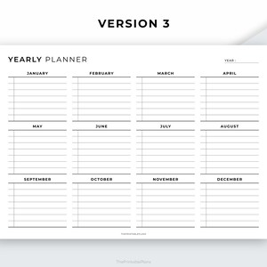 Landscape Yearly Tasks Planner Printable, Yearly to Do List, Minimalist ...