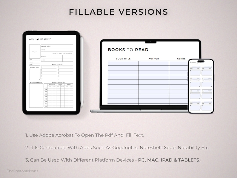 Reading Planner Bundle Printable Reading Journal Reading - Etsy
