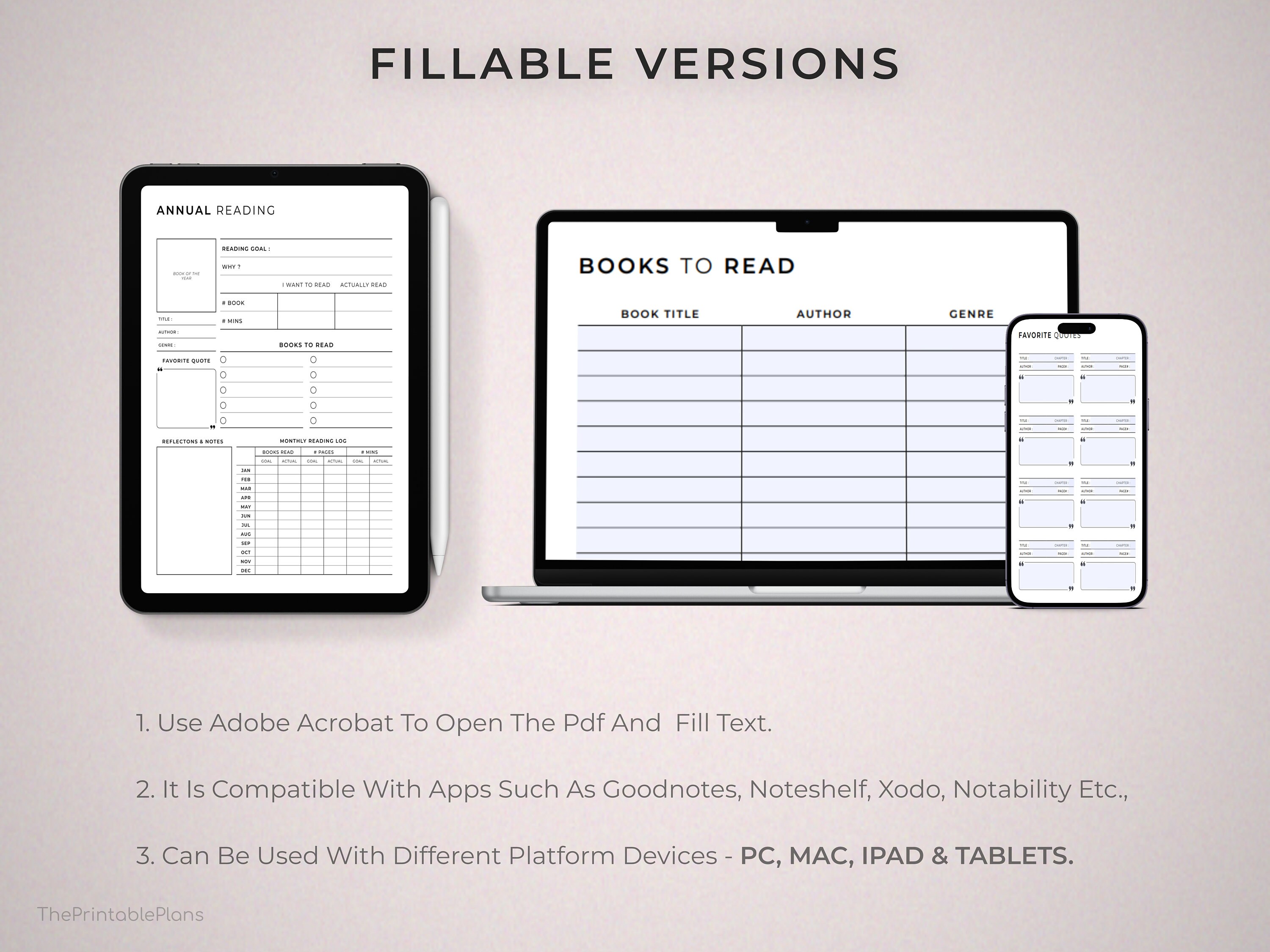 Reading Planner Bundle Printable Reading Journal Reading - Etsy