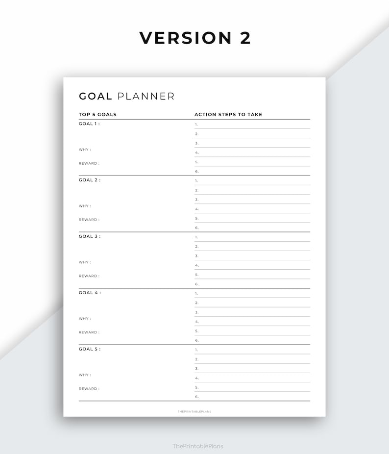 Goal Planner Printable, Goal Setting Planner, Goal Progress ...
