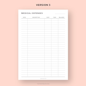 Medical Expenses Tracker Printable, Medical Expense Log, Health ...