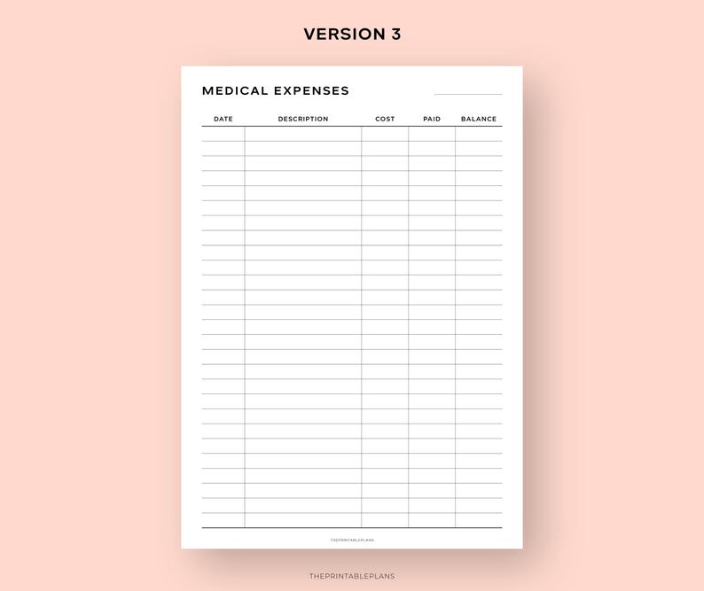 Medical Expenses Tracker Printable, Medical Expense Log, Health Expenses Tracker, Medical Binder ...