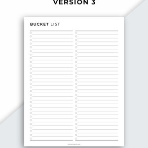 Bucket List Printable, Life Goals Planner, to Do List Plan, Bucket List ...