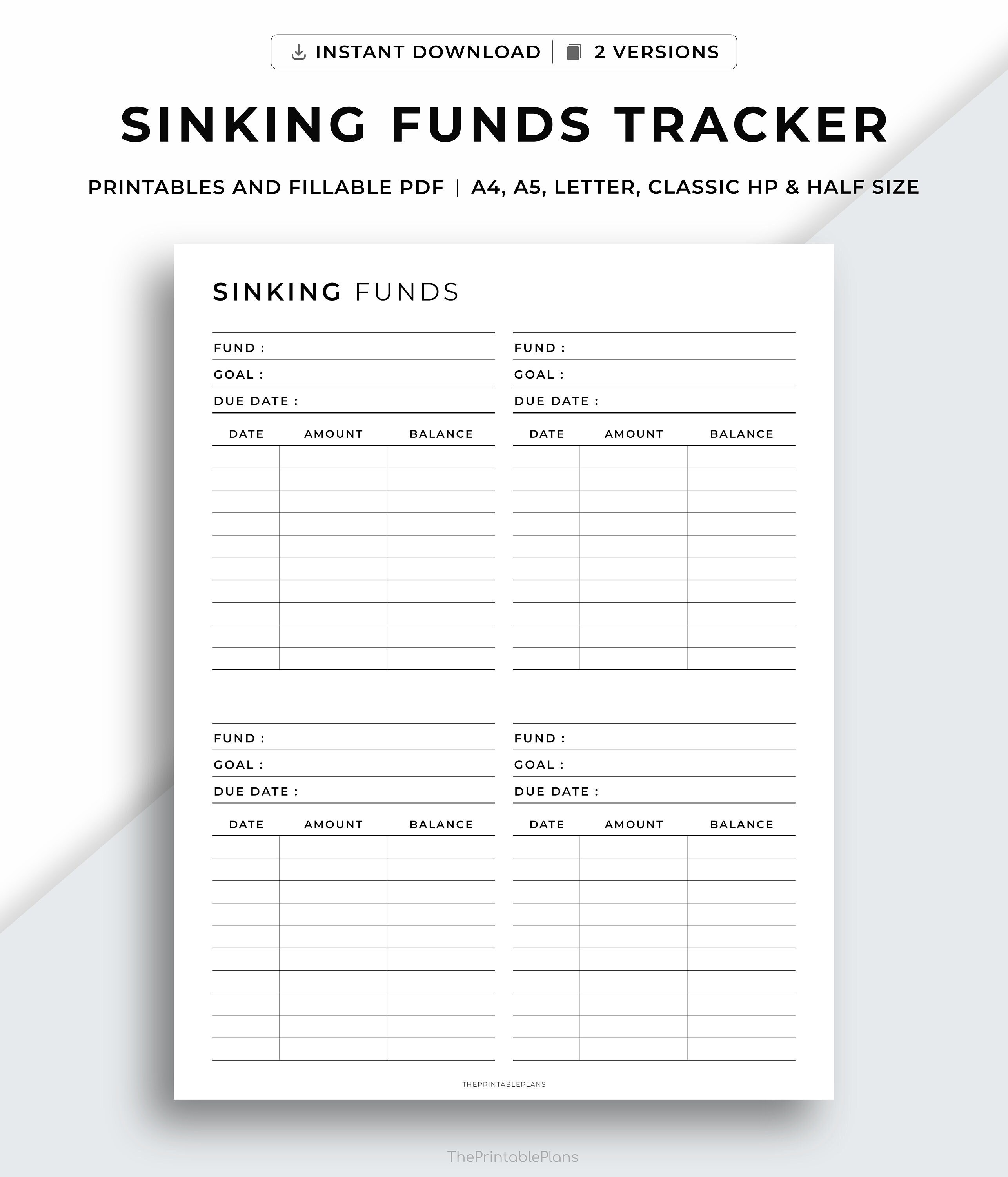 Sinking Funds Tracker Printable, Savings Tracker Printable, Sinking ...