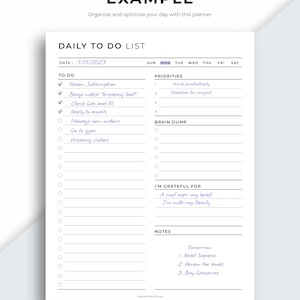 Printable Daily to Do List, Printable Daily Task List, Daily Checklist ...