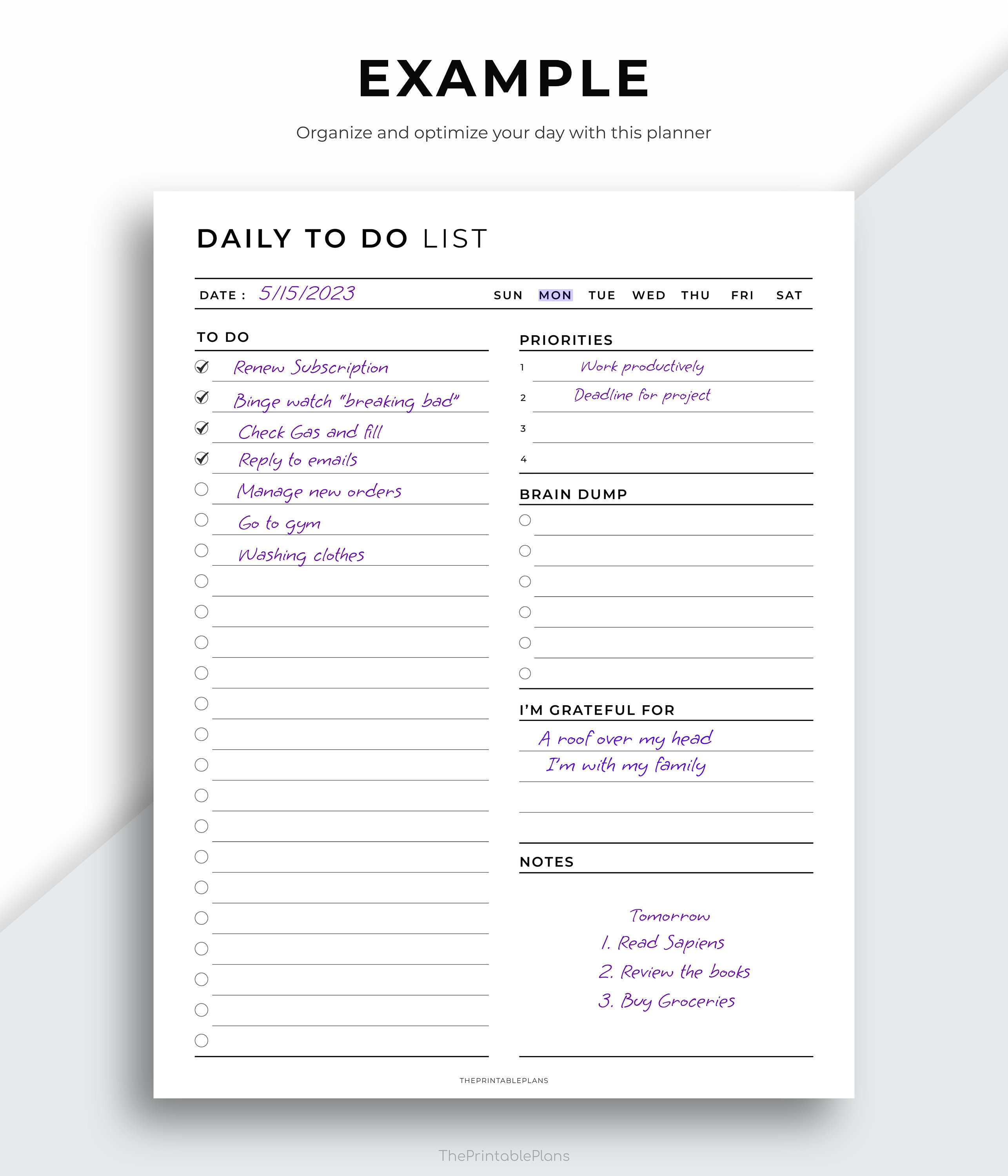 Printable Daily to Do List, Printable Daily Task List, Daily Checklist ...
