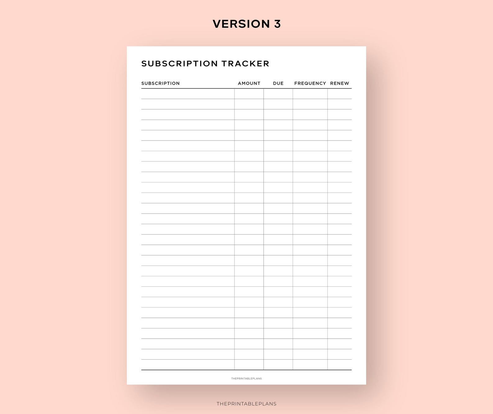 Subscription Tracker Printable, Membership Tracker, Subscription ...