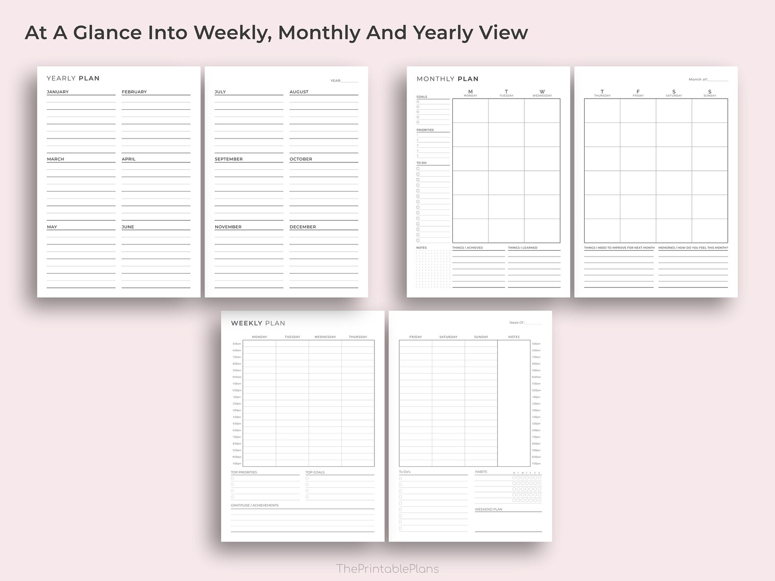 Printable Goal Planner Bundle Daily Weekly Monthly Quarterly - Etsy