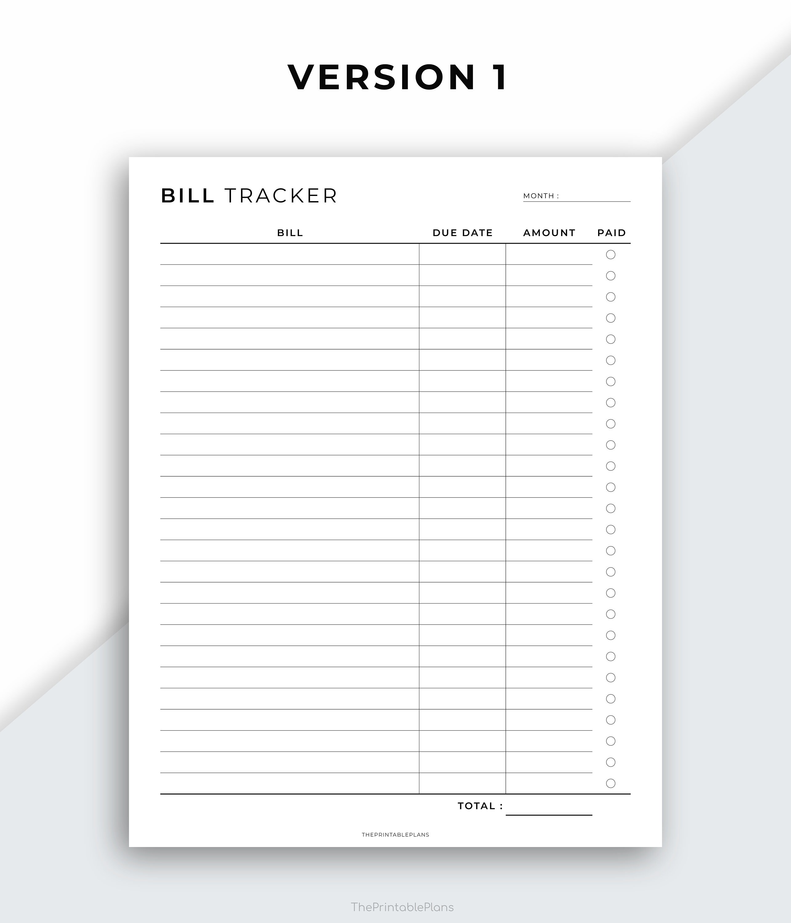 Monthly Bill Tracker Printable, Bill Payment Checklist, Bill Organizer ...