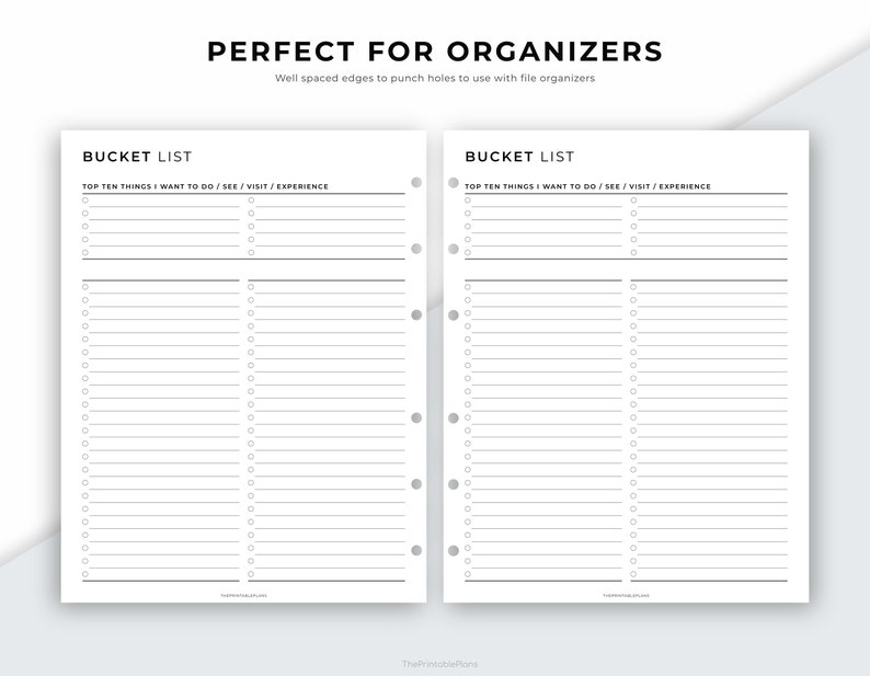 Bucket List Printable, Life Goals Planner, to Do List Plan, Bucket List ...