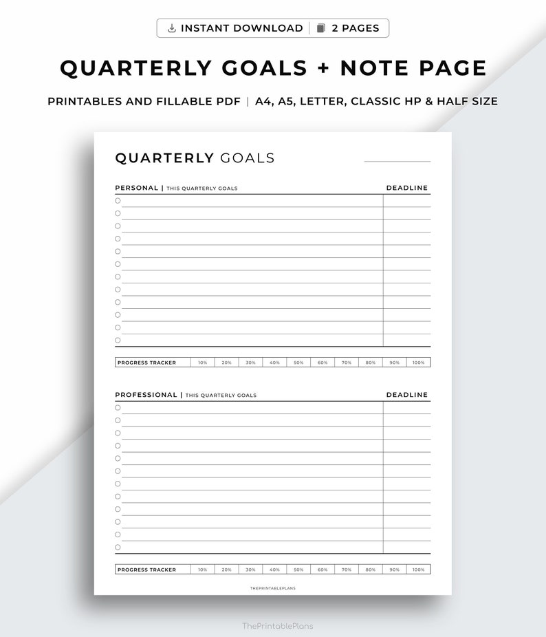Goal Planner Printable, Quarterly Goals, Goal Setting, Personal Goals ...
